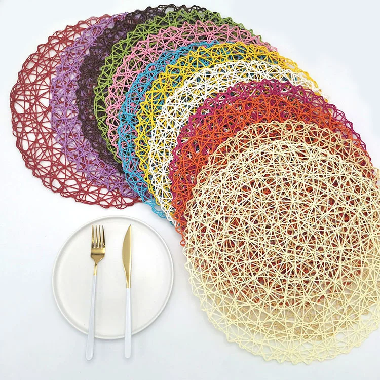 Napperons-Ronds-en-Papier-Tiss-en-Bois-Rotin-Paille-Marron-pour-Salle ...