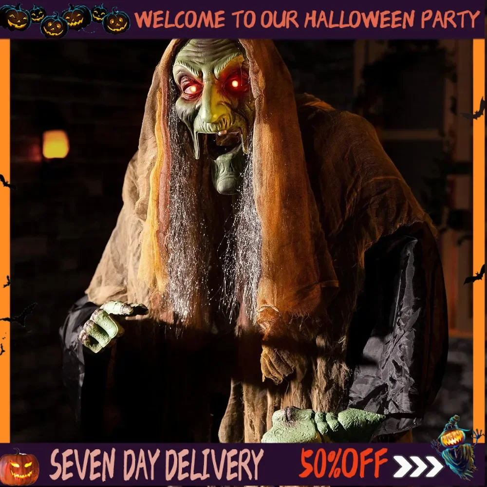 Halloween-Decorations-72-Animatronics-Witch-Sound-Sensor-Activated-with ...