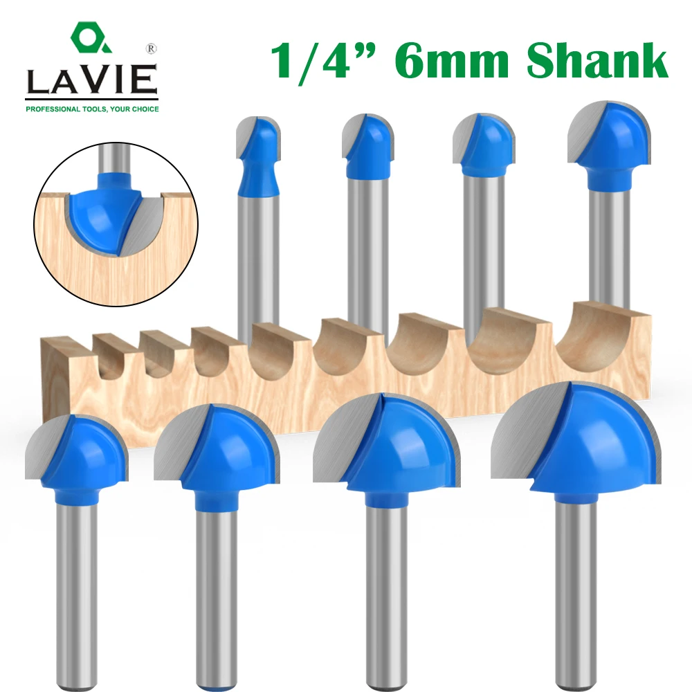 LAVIE 1pc 6mm 1/4 Shank Ball Nose Router Bit set Round Milling Cutter ...