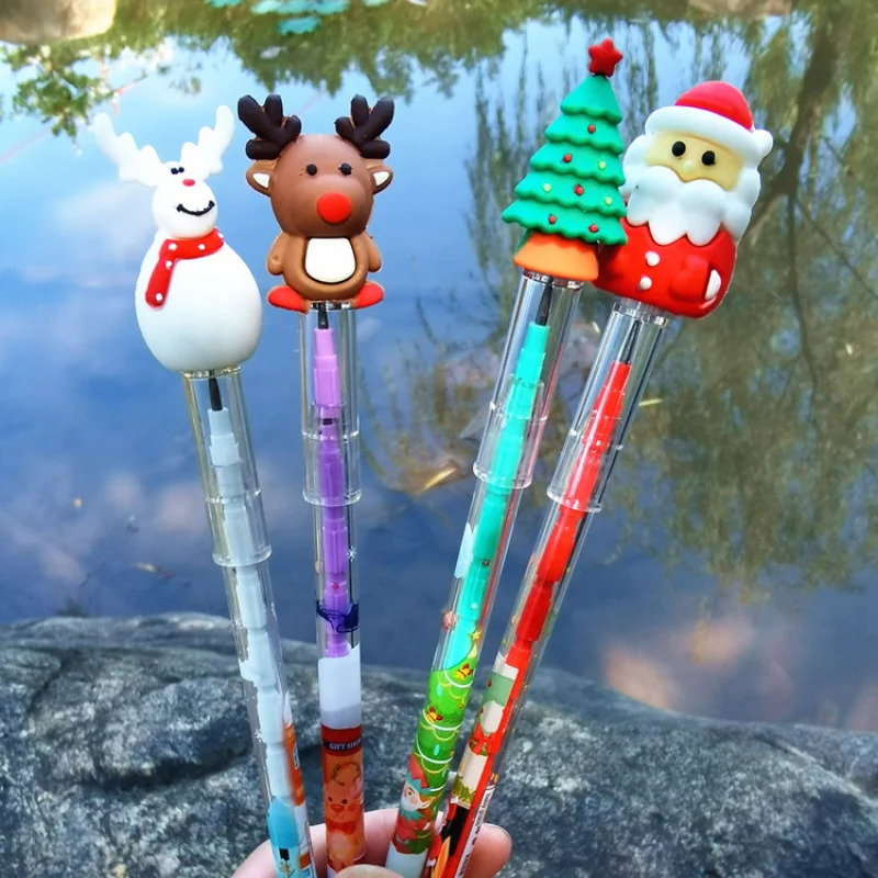 4Pc-Cartoon-Cute-Snowman-Santa-HB-Bullet-Automatic-Drawing-Pencil ...