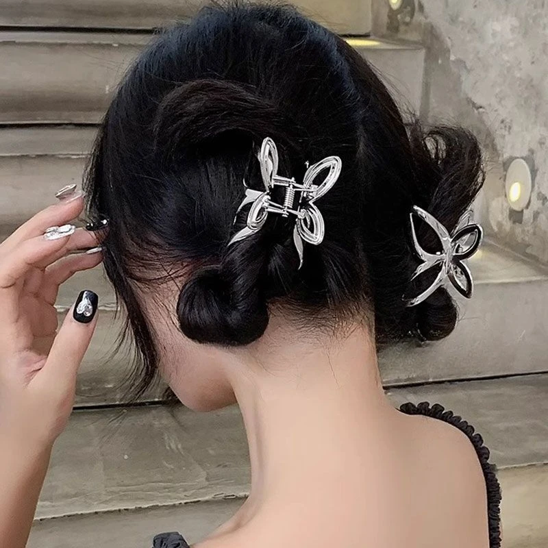 Metal-butterfly-grab-clip-female-half-tie-hair-hollow-trumpet-premium ...