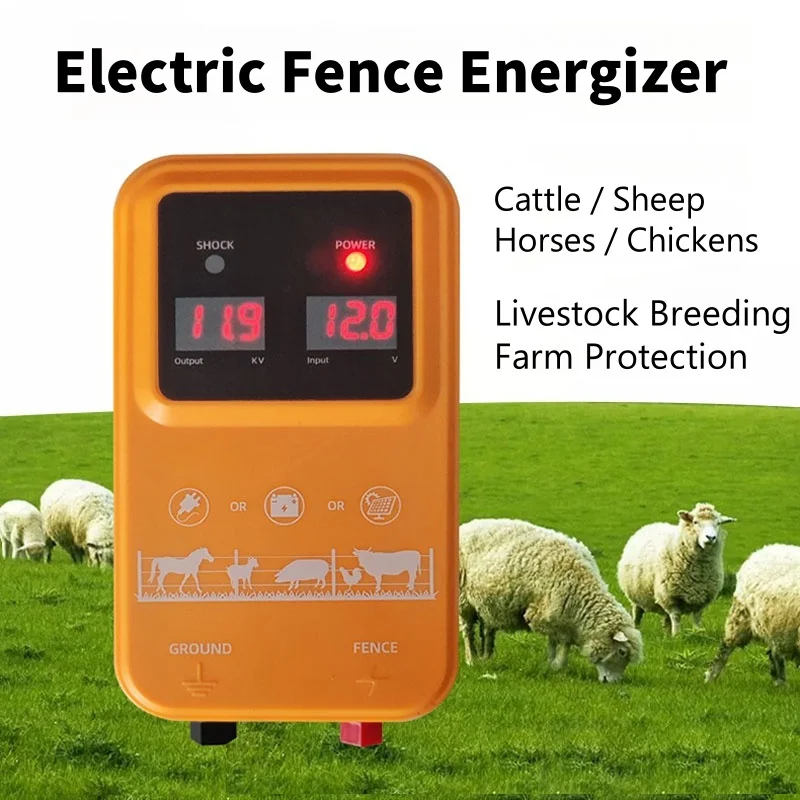 Electric Fence Energizer 12V 2A for Animals Cattle Sheep Horse Chicken ...