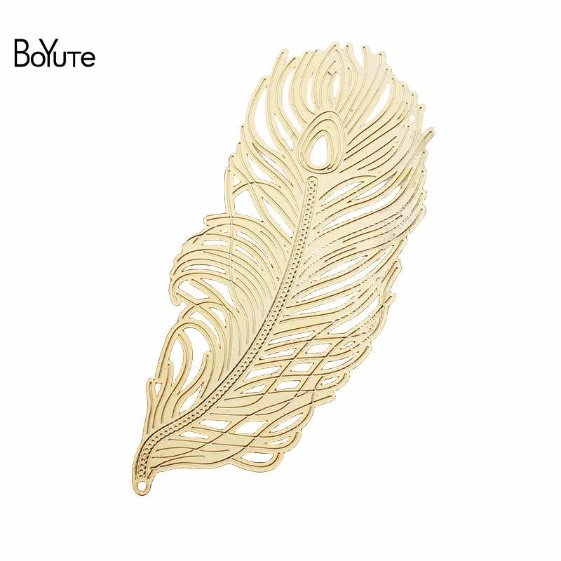 BoYuTe-10-Pieces-Lot-Metal-Brass-Feather-Shaped-Pendant-Sheet-Diy ...