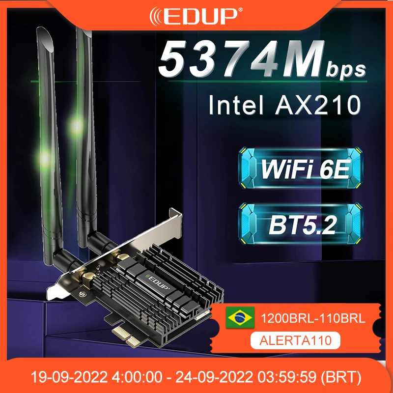 Edup 5374mbps Wifi 6 Pcie Wireless Wifi Adapter Bluetooth 5.2 Intel Ax210 Dual Band 2.4g/5ghz ...