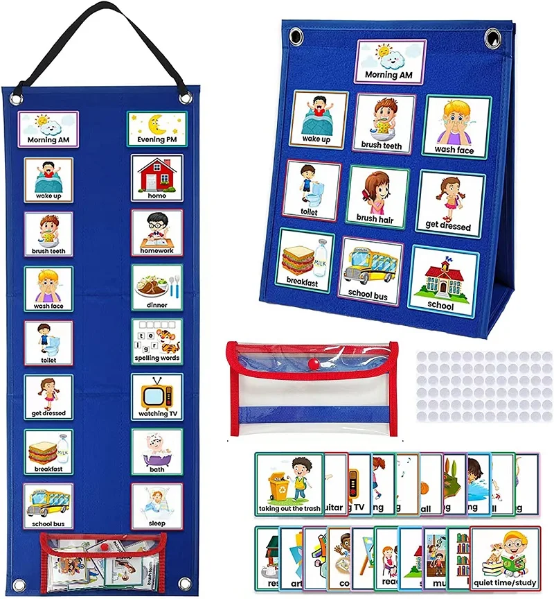 Kids-Visual-Schedule-Calendar-Chart-3-in1-Daily-Chore-Routine-Chart ...
