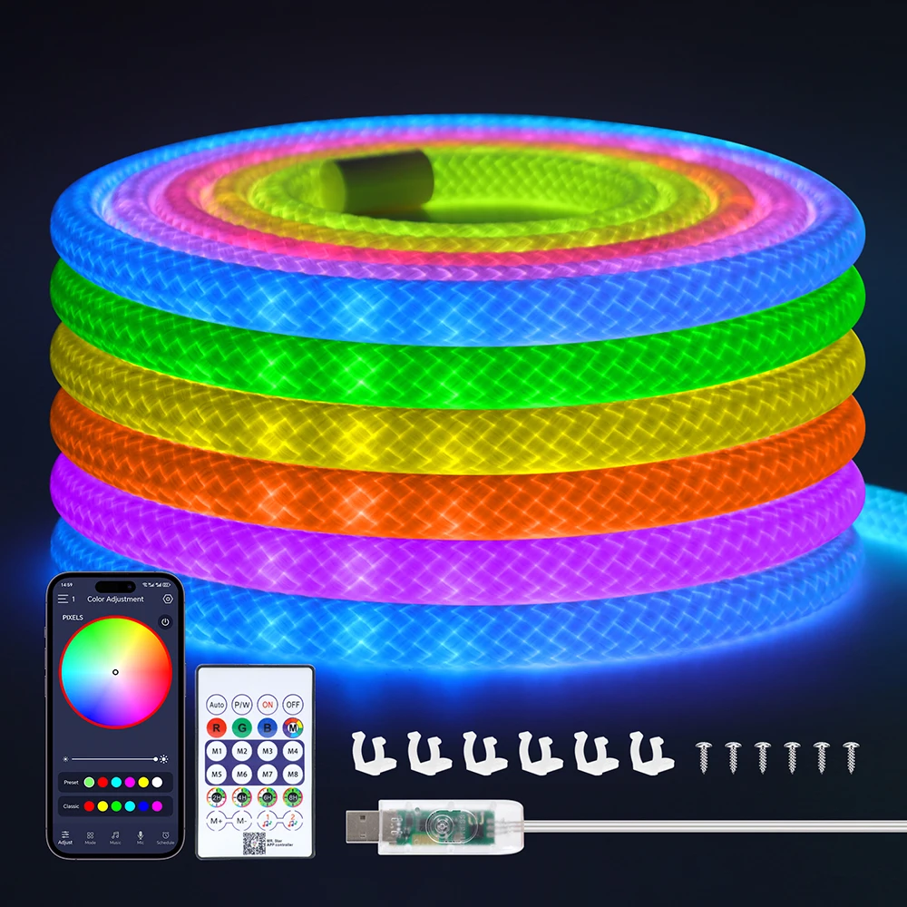 360 Round WS2812B WS2811 Neon LED Light 5V 24key Bluetooth Kit Pixel ...