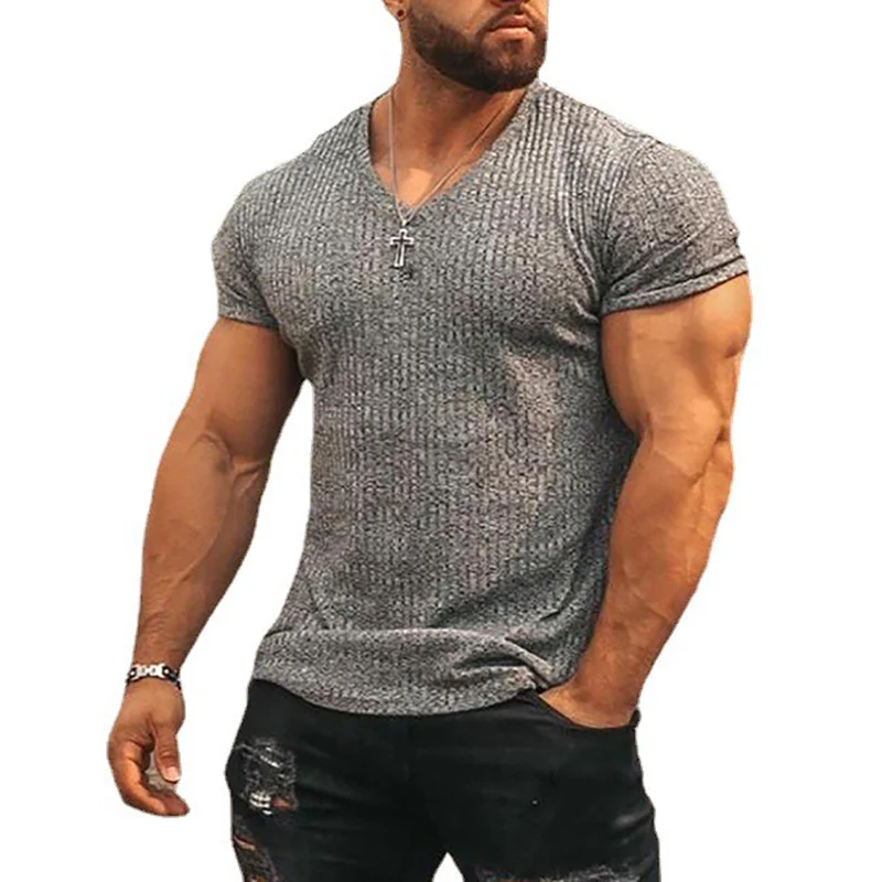Herren-V-Ausschnitt-Kurzarm-T-Shirt-Fitness-Slim-Fit-Sport-T-Shirt-solide-Mode-Streifen-T.jpg