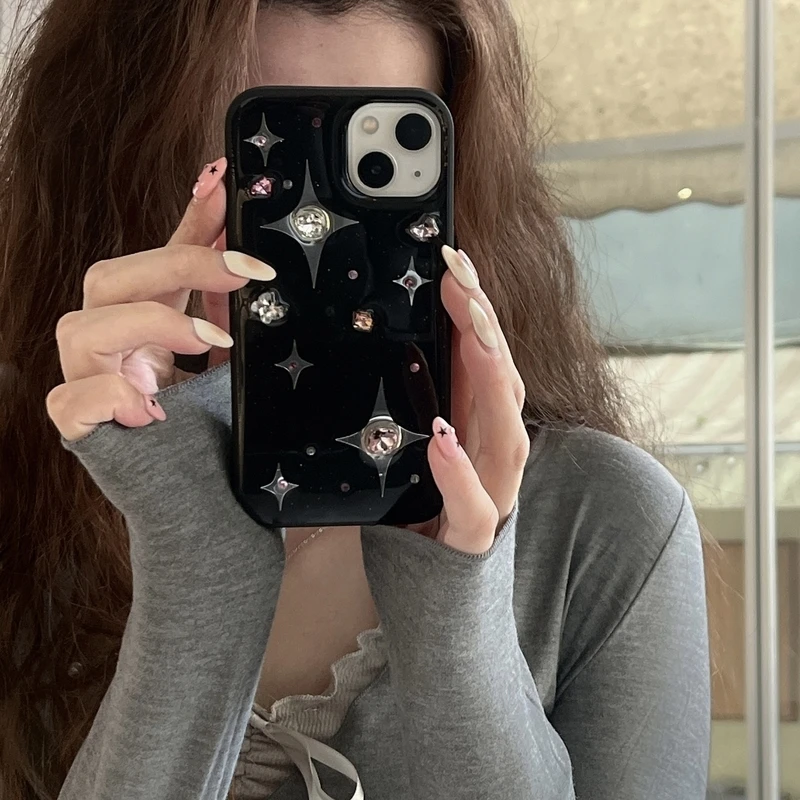 Korean Luxury Sweet Cool Girl Sparkling Star Diamond Y2K Phone Case For ...