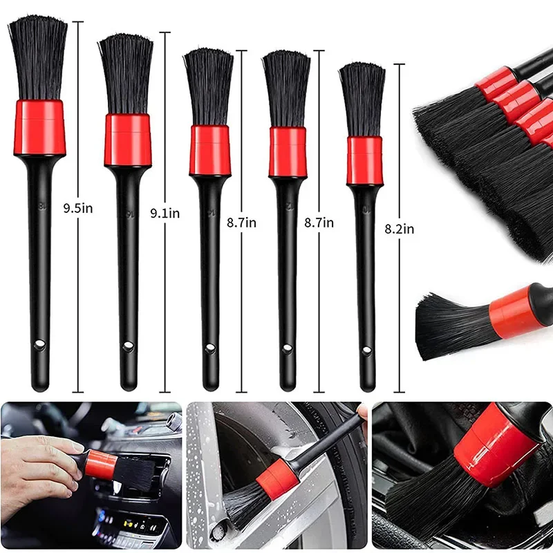 5Pcs-Long-Soft-Bristle-Car-Detailing-Brushes-Dashboard-Air-Outlet-Wheel ...