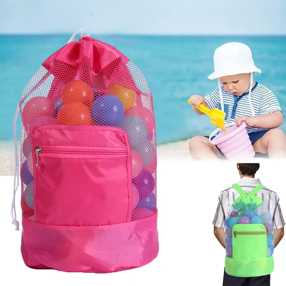 Portable Mesh Beach Bag, Swim Bag, Foldable Beach Toy Storage Bag ...