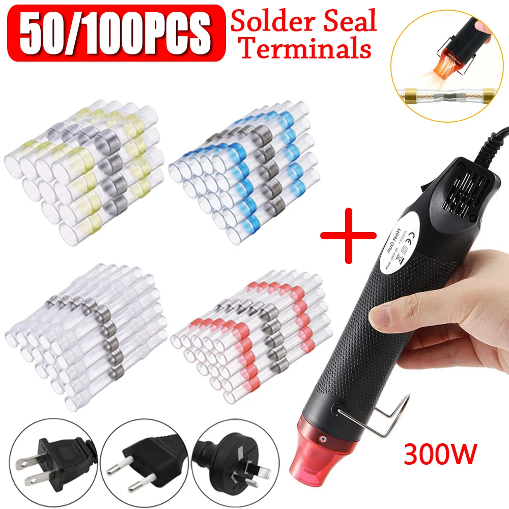 50/100PCS Electrical Wire Cable Splice Terminal Kit Solder Seal ...