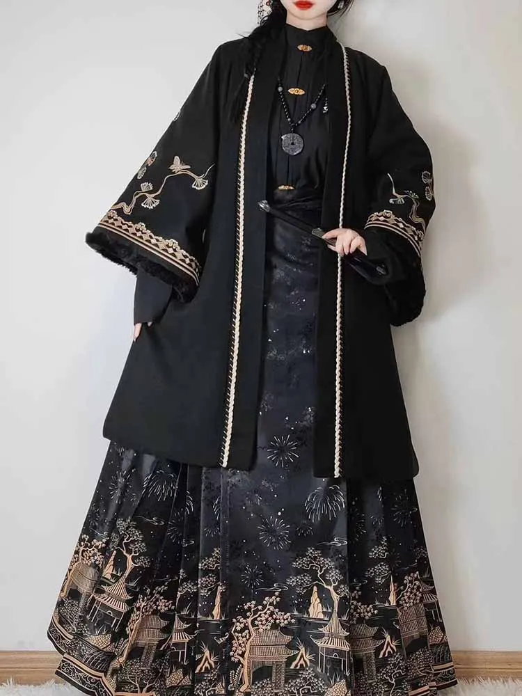 Large Size 8XL Hanfu Suits Women Chinese Ancient Embroidered Black ...