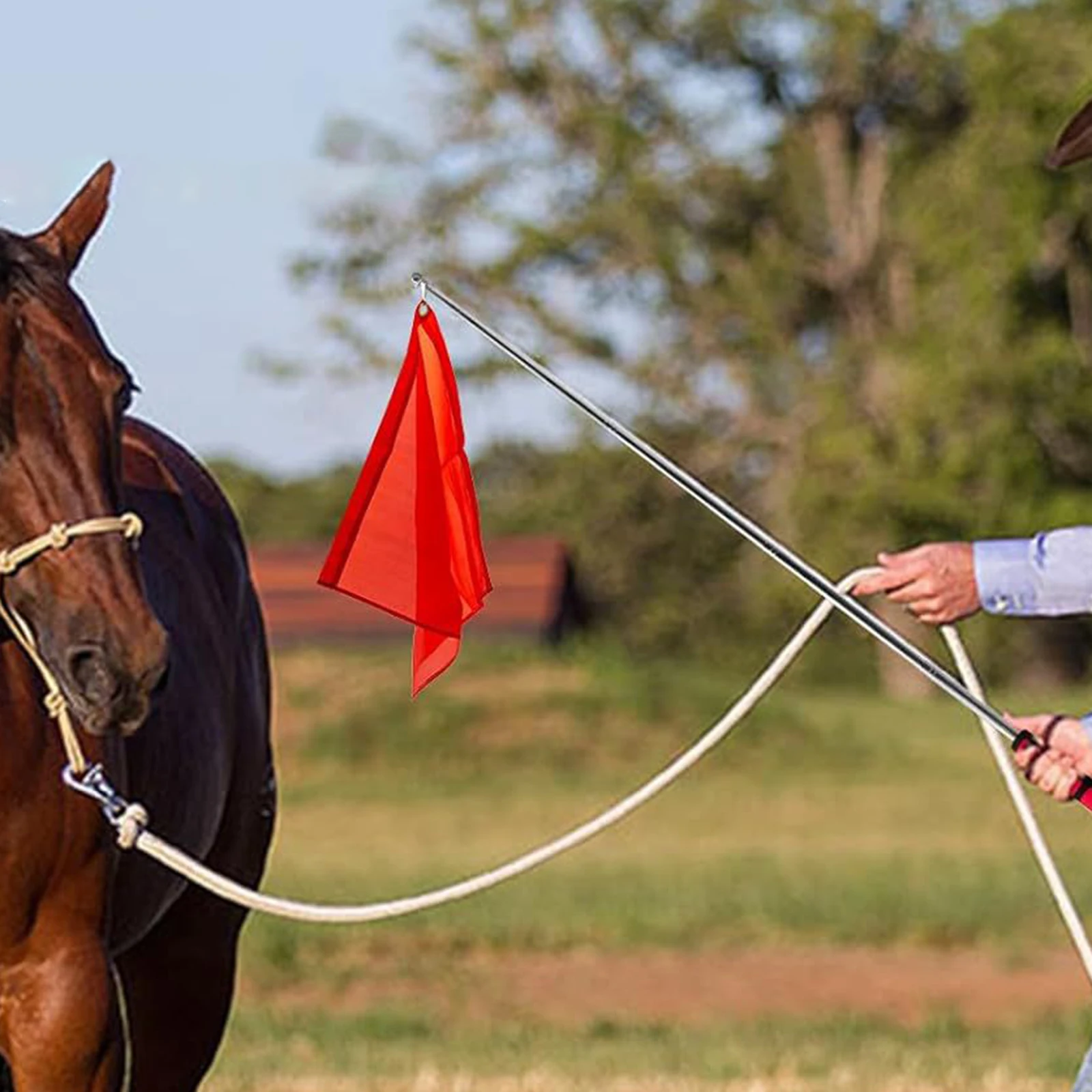 1 PC Horse Training Flags with Telescopic Flagpoles Portable Equestrian ...