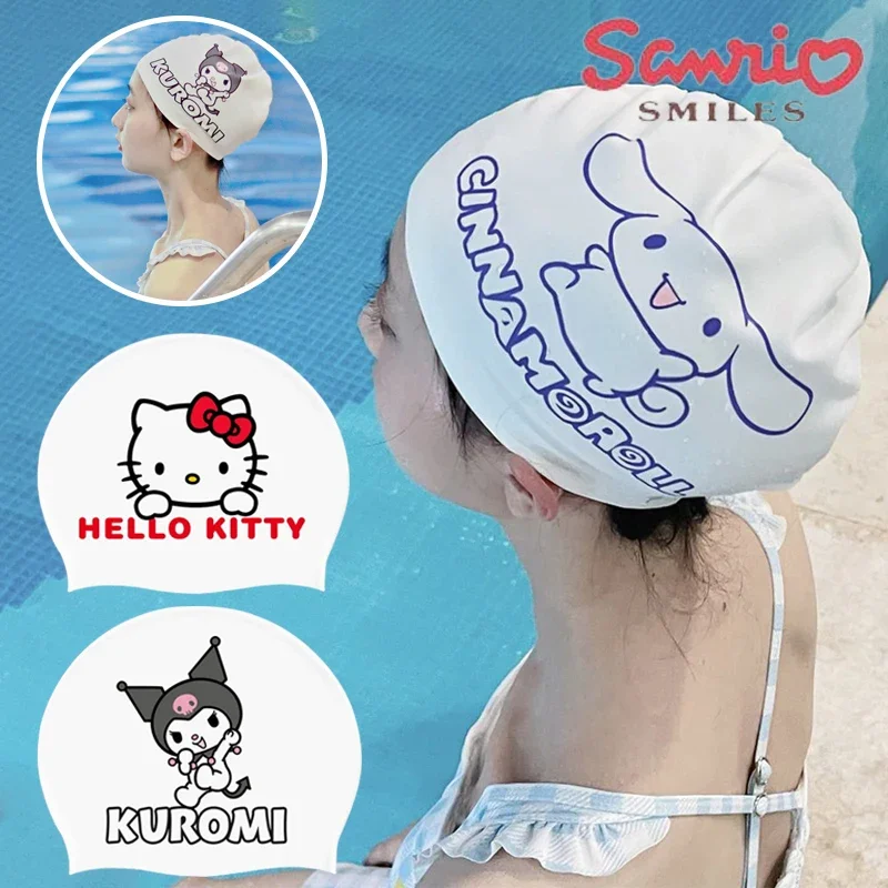 Sanrio-gorro-de-ba-o-de-Hello-Kitty-para-mujer-gorro-de-buceo-de-Anime ...