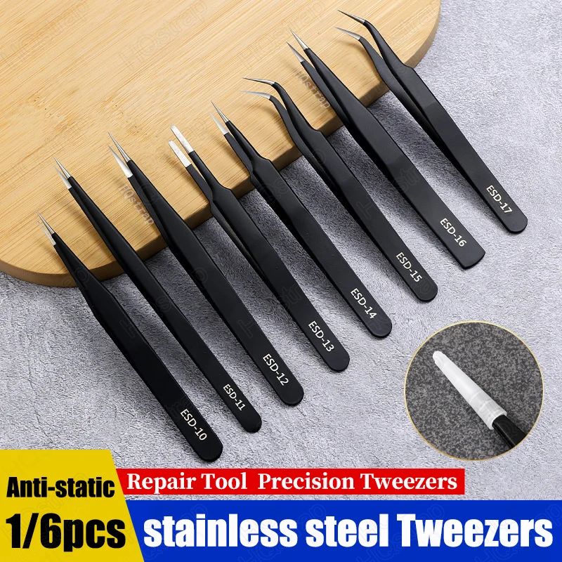 1-6pcs-Precision-Tweezers-Set-Stainless-Steel-Tweezers-Watch-Repair ...