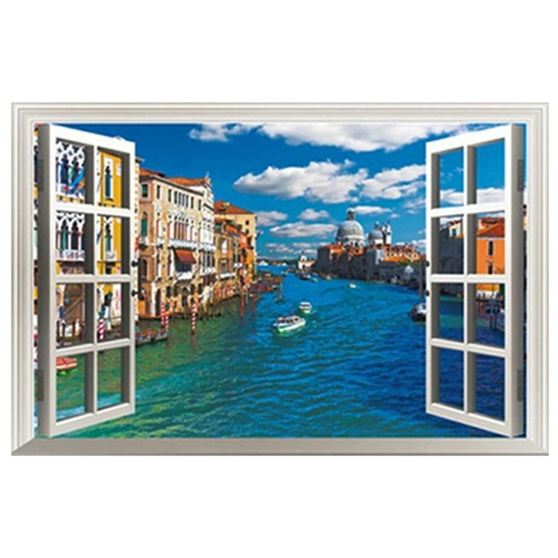 Sea-View-Wallpaper-for-Home-Decorations-3D-Wall-Art-Fake-Window-Vinyl ...