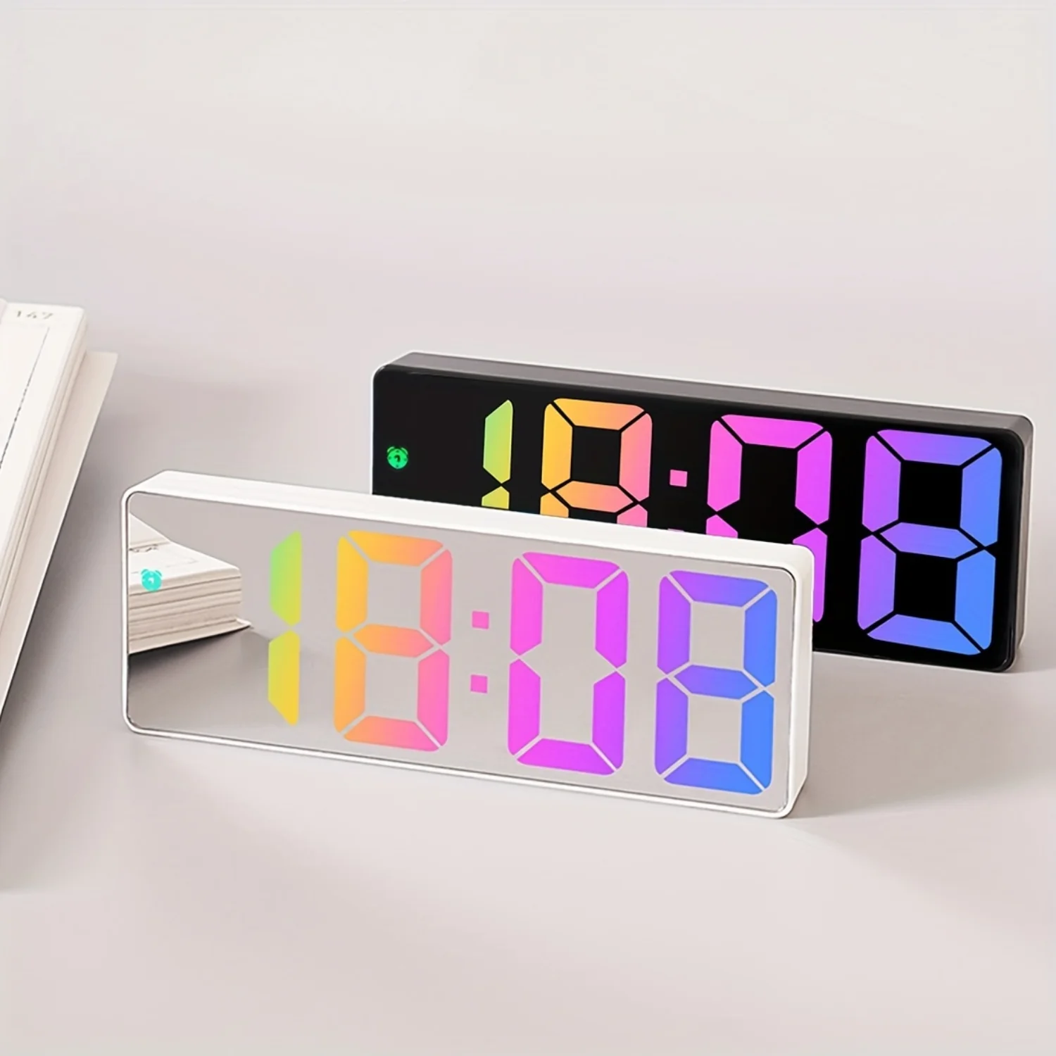 LED-Digital-Electronic-Clock-Adjustable-Brightness-With-Temperature-Display-Mirror-Alarm-Clock ...