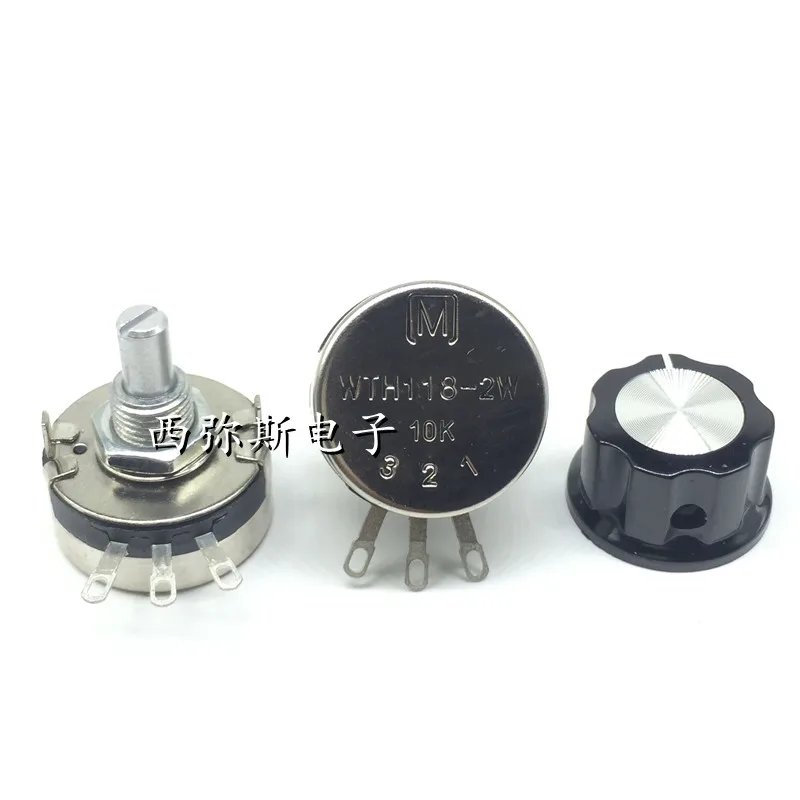 1pcs-Single-loop-carbon-film-potentiometer-WTH118-2W-1A-With-Knob-Cap ...
