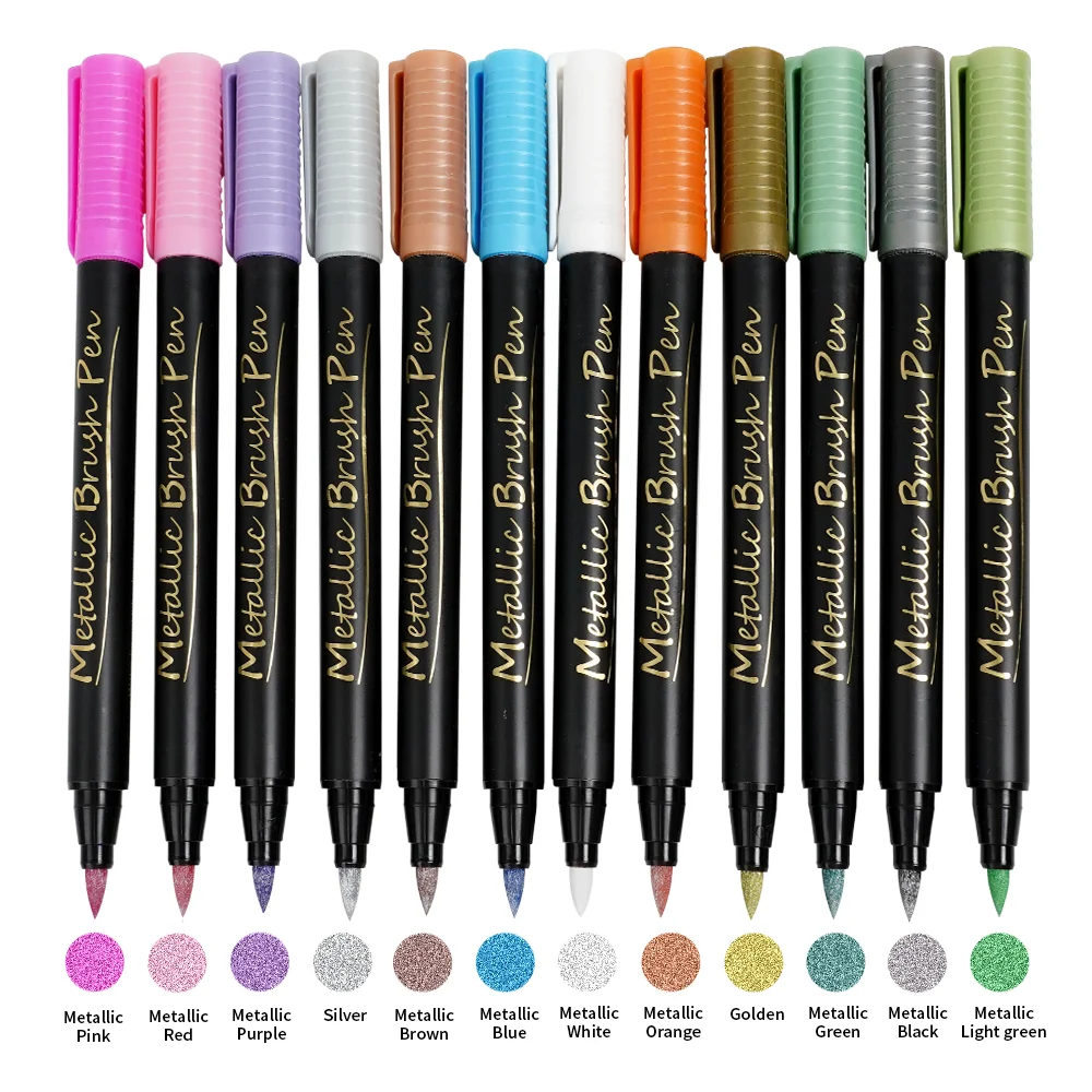 12 Colors/box Glitter Highlighter Pen Marker Pastel Fine Pastel ...