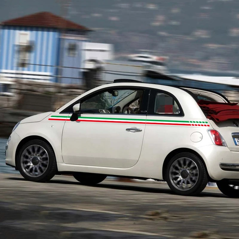 White Fiat Red Strip