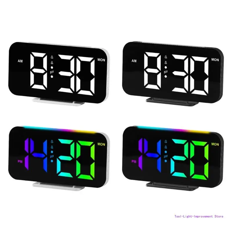 C63E-RGB-Digital-Clock-Simple-LED-Clocks-8-Color-Lights-Digital ...