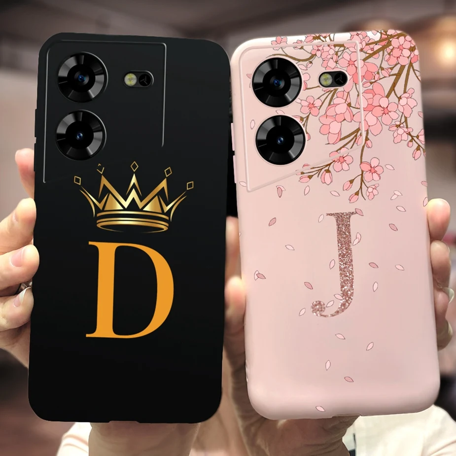 For-Tecno-Pova-5-Case-LH7n-Cute-Crown-Letters-Cover-Soft-Silicone-TPU ...