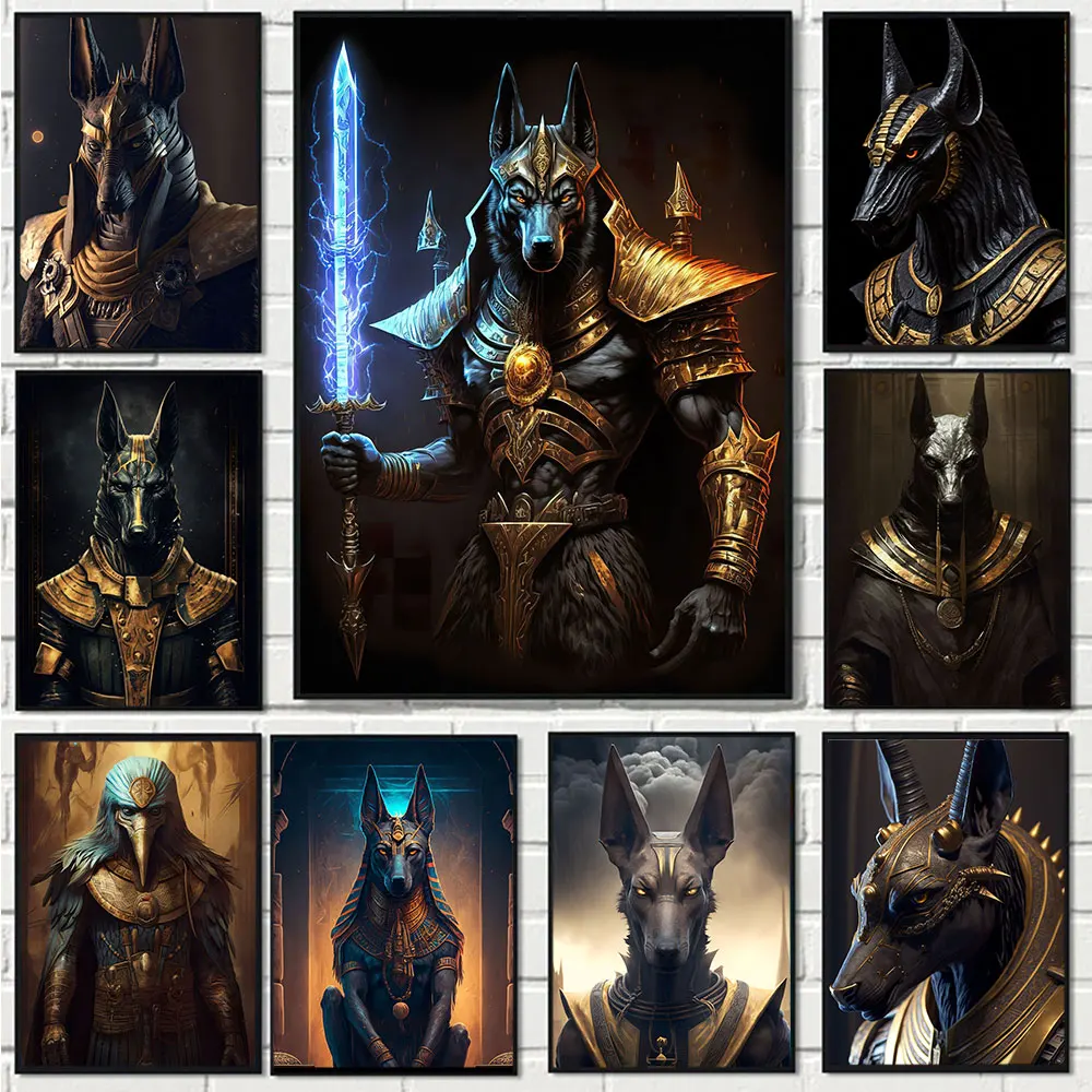 The-God-Anubis-Portrait-Canvas-Art-Posters-and-Prints-Egyptian-God ...