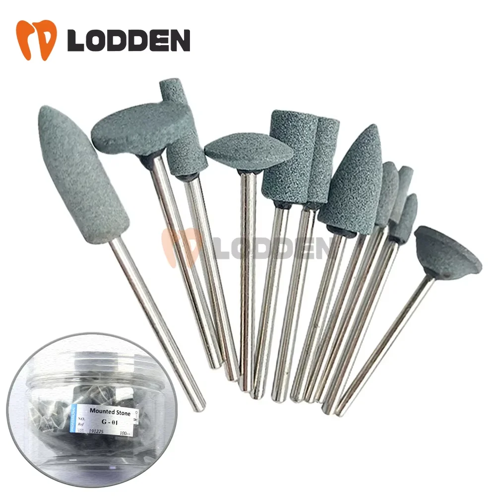 100pcs Dental Mounted Stone Grinder Gravel Bur 2.35mm Green Stone HP ...