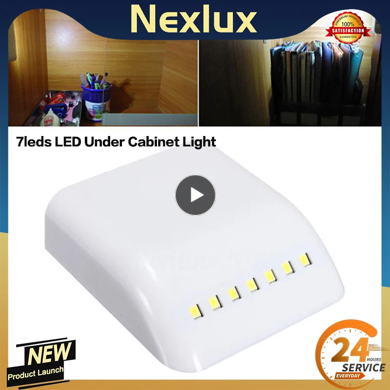 7leds LED Under Cabinet Light Wardrobe Drawer Cabinet Light Battery ...