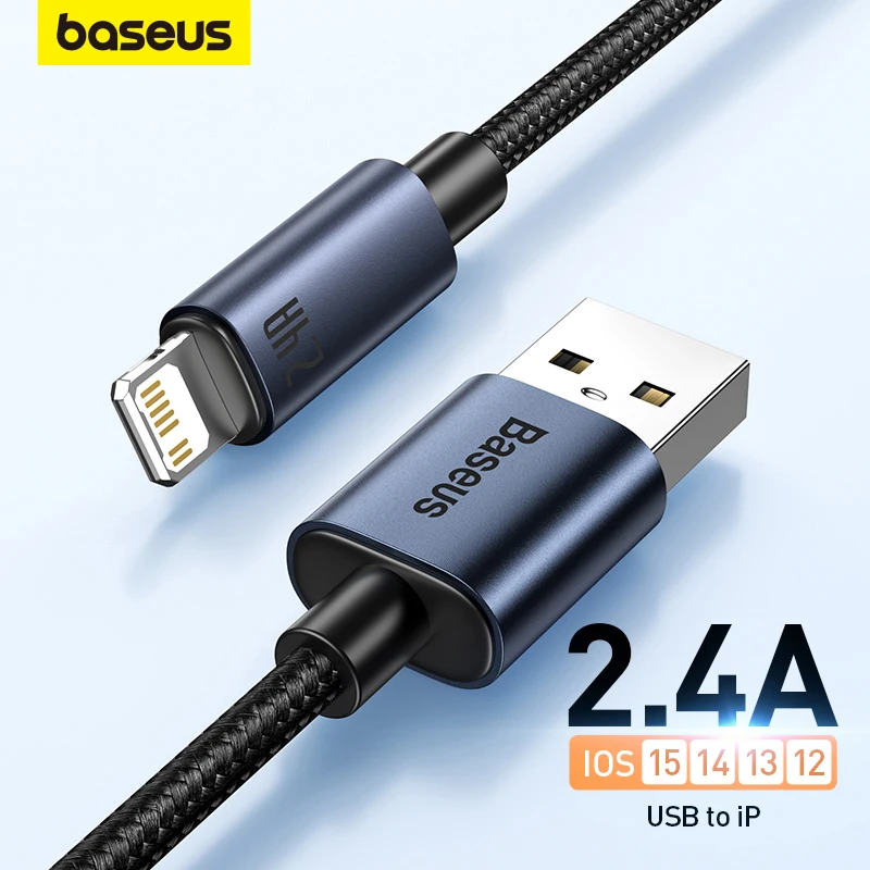 Baseus 2.4A Cabo USB para iPhone 13 12 11 Pro Max 8 X Carregamento ...
