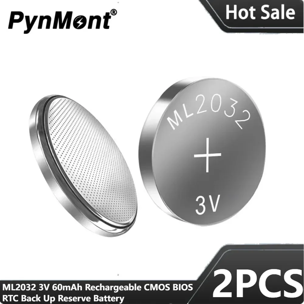 2pcs-lot-ML2032-3V-60mAh-Coin-Cell-Button-Battery-2032-Rechargeable ...