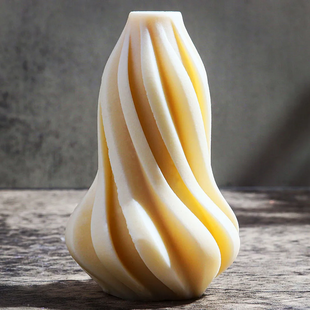 Twisted Flame Striped Candle Silicone Mold Handmade Geometric Abstract ...
