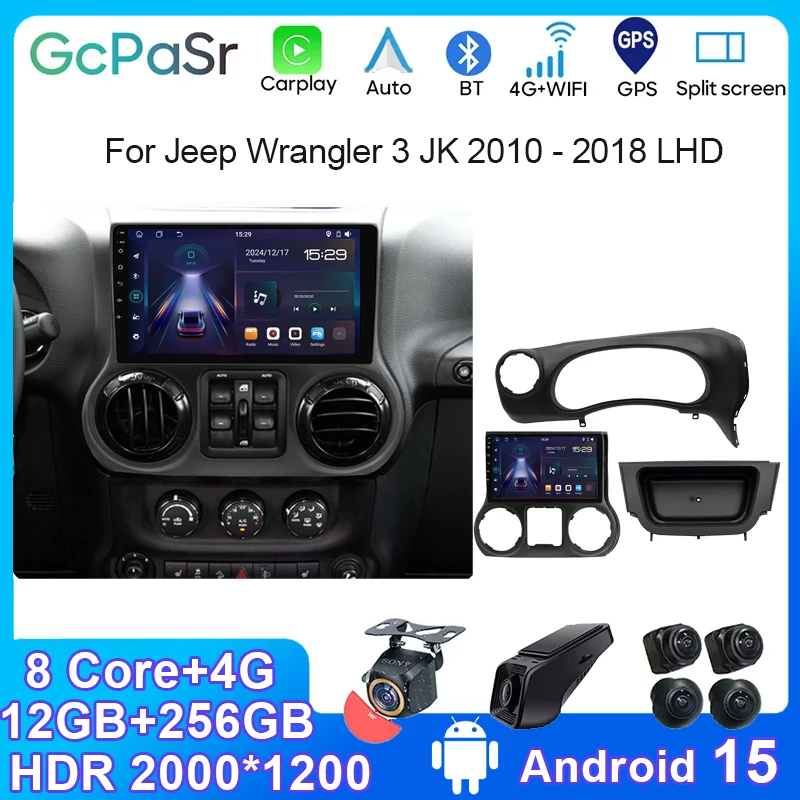 Android 15 WIFI 5G Car Radio For Jeep Wrangler 3 JK 2010-2018 LHD Auto ...