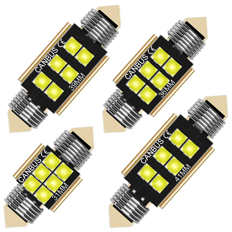 1-10-PCS-Festoon-LED-Bulbs-Canbus-C5W-31mm-36mm-39mm-41mm-12V-7000K ...