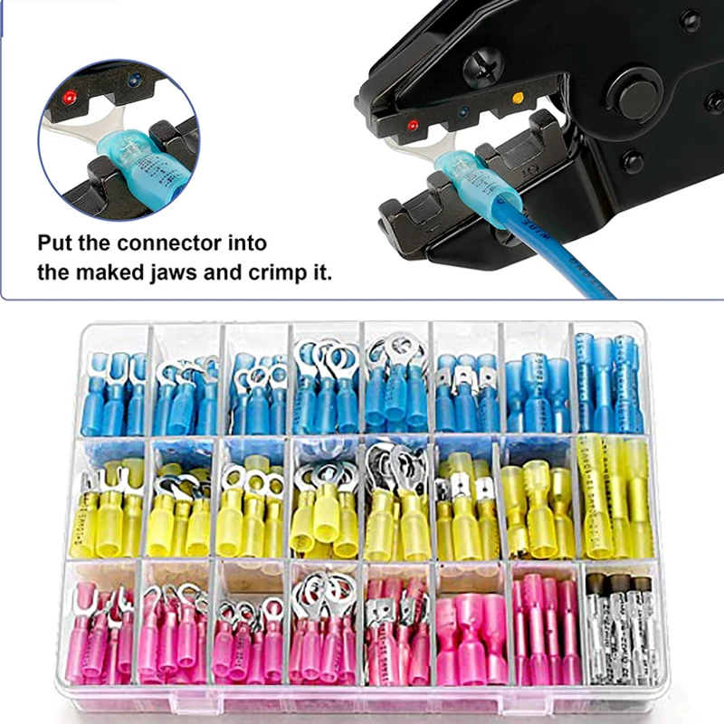 240-PCS-Heat-Shrink-Wire-Connectors-Electrical-Terminals-Kit-Waterproof ...