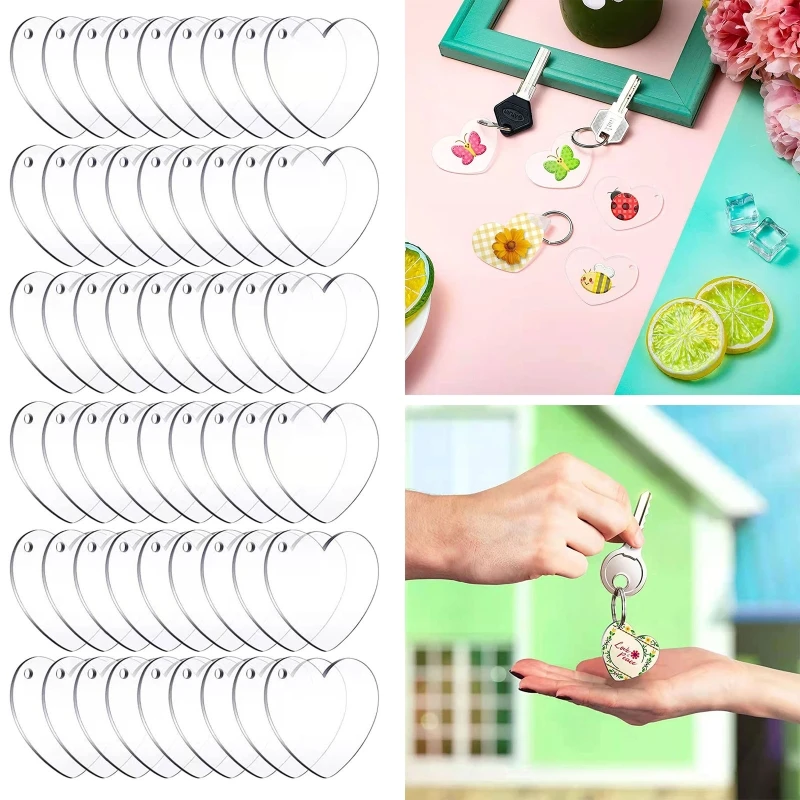 30-60Pcs-Acrylic-Hearts-Discs-Clear-Heart-Shape-Acrylic-Keychain-Blanks ...