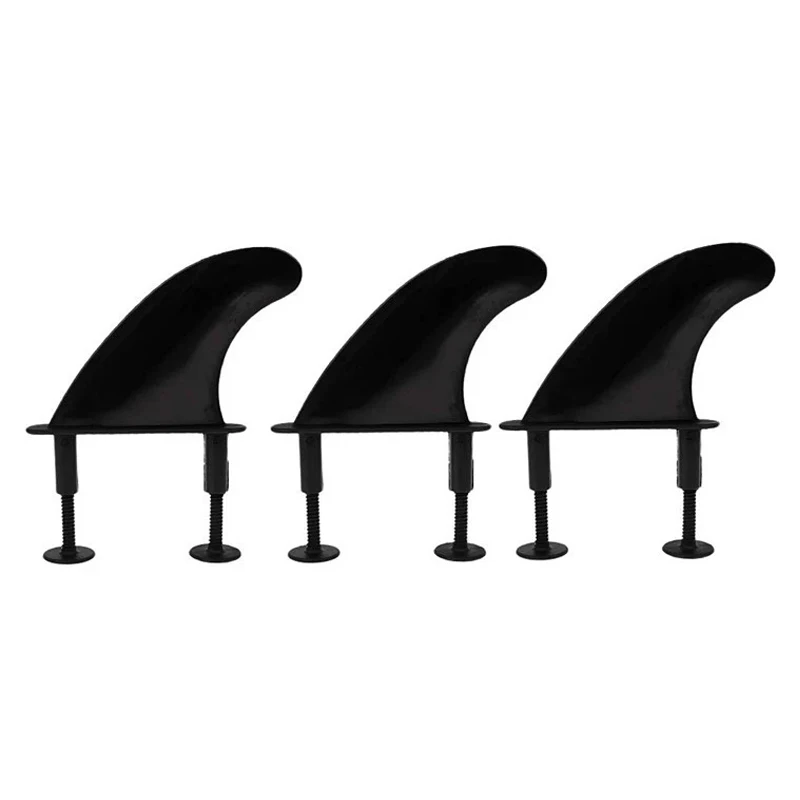 3Pcs Surfboard Black Fins & Screws for Softboard Surfboard Accessories