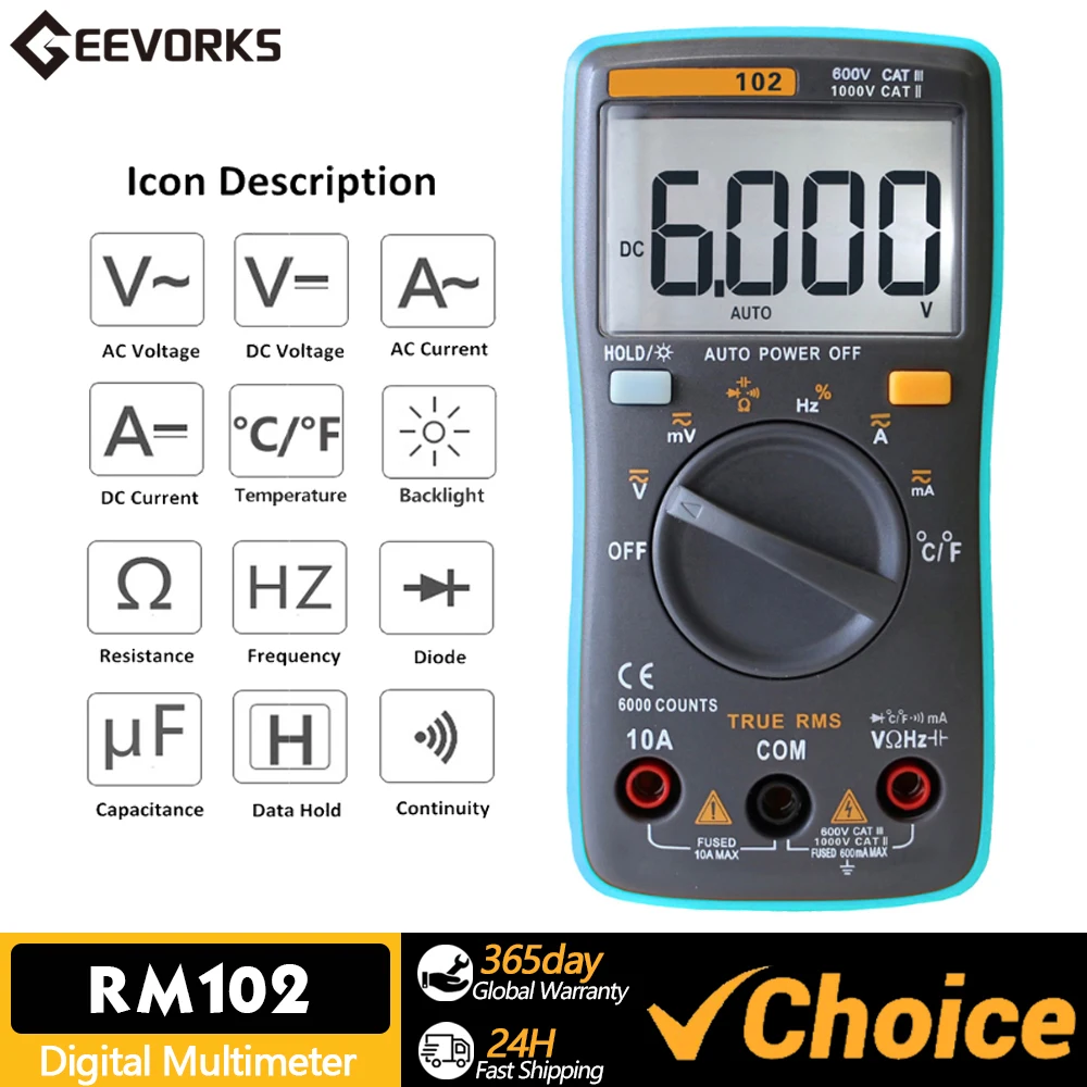 RICHMETERS-RM102-True-RMS-Multifunctional-LCD-Digital-Multimeter-DMM-DC ...