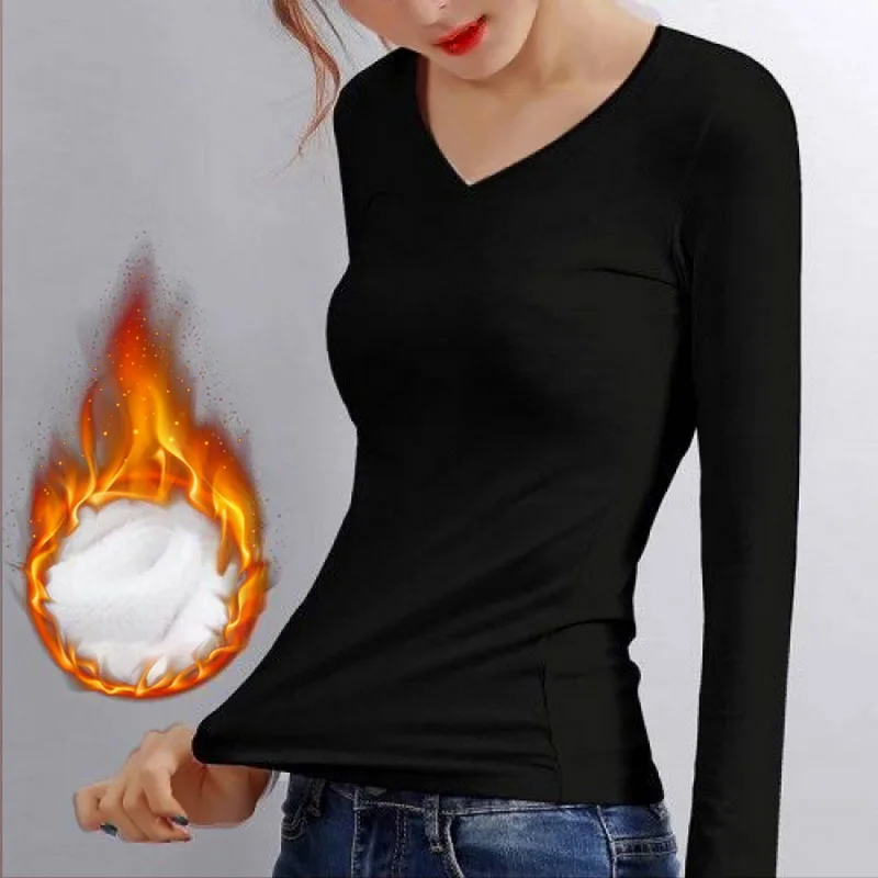 New-Women-Winter-Warm-Bottoming-Shirt-Constant-Temperature-Plus-Velvet ...
