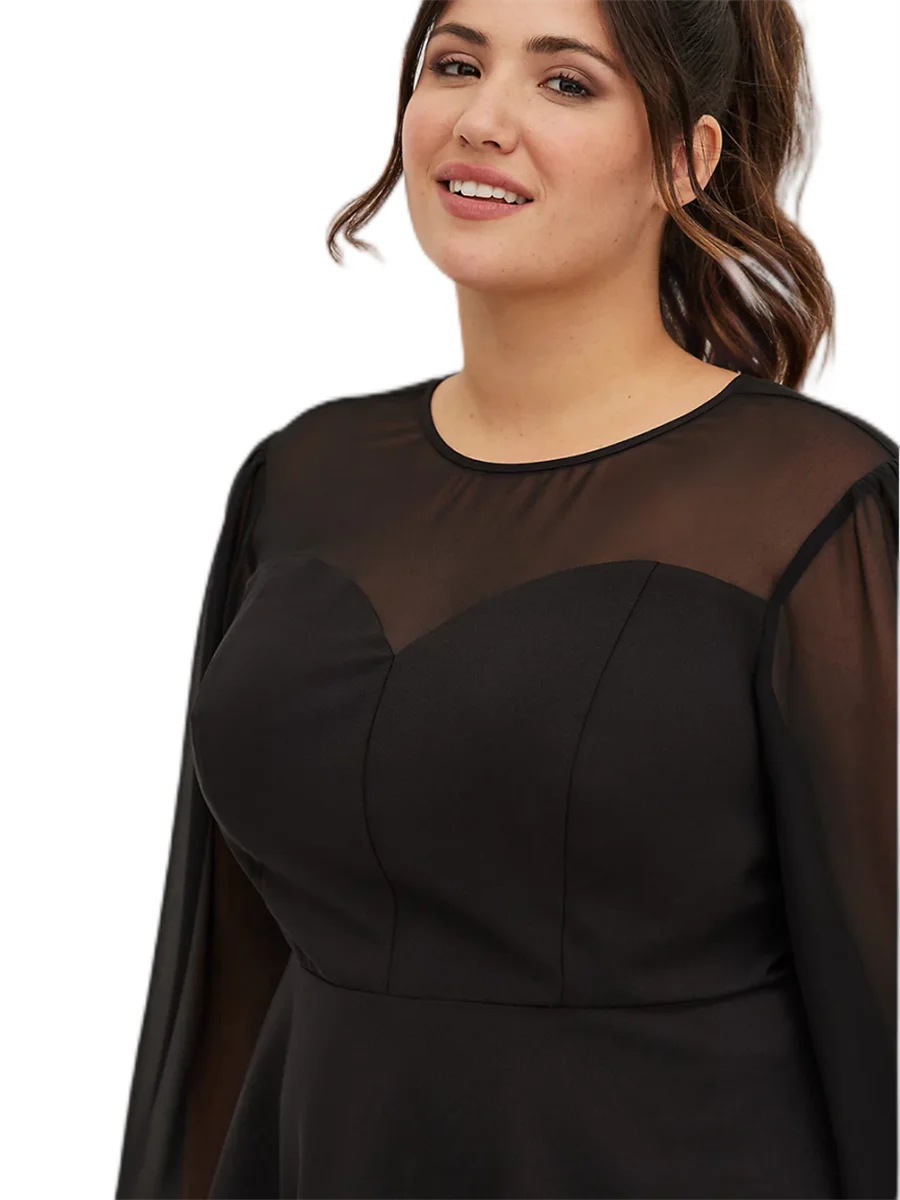 Plus Size Summer Spring Elegant Women Fashion Button Back Peplum Blouse ...