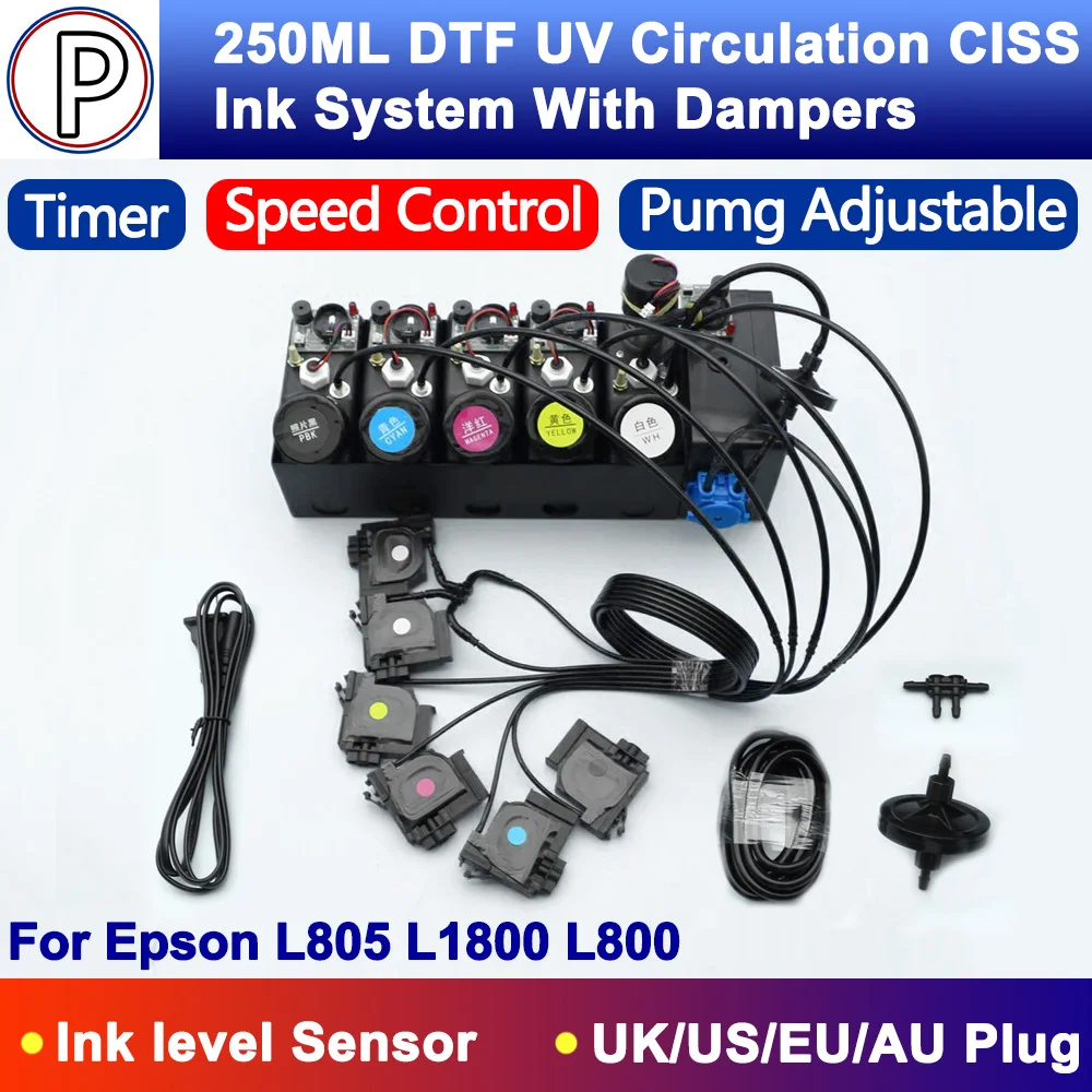250ML UV CISS White Ink Circulation System with Damper For Epson L805 ...