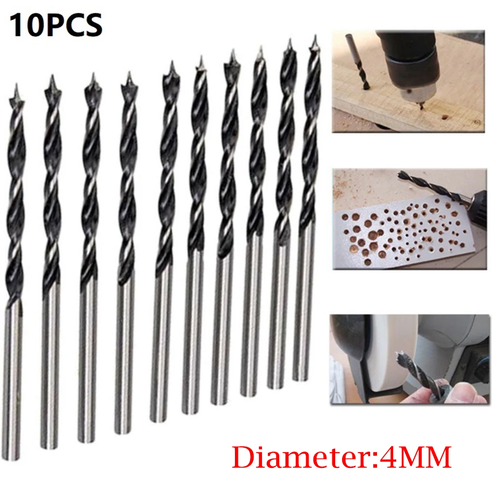 10pcs 75mm Spiral Drill Bit 4mm Wood Twist Drills With Center Point ...