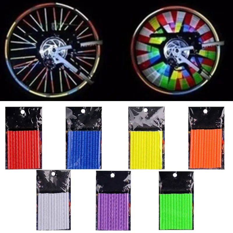 12Pcs-Bike-Bicycle-Wheel-Spokes-Reflective-Sticker-Tube-Warning-Safety ...
