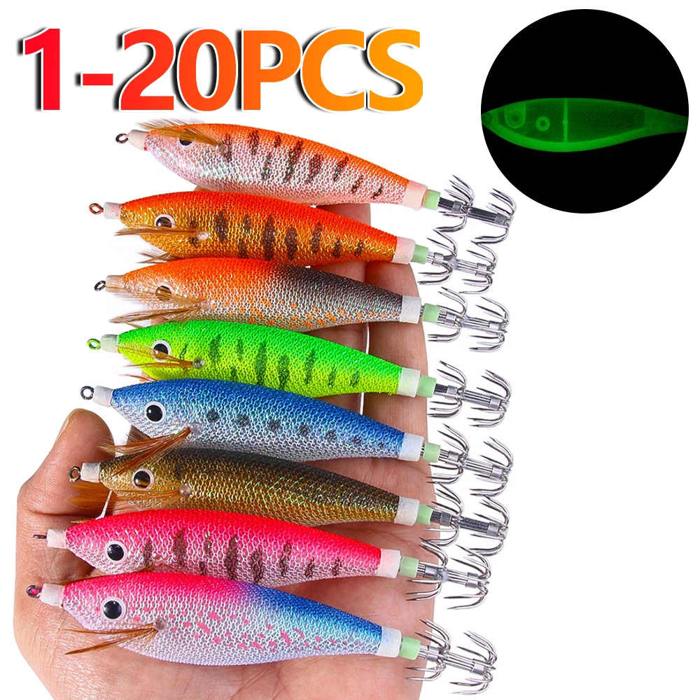 1-20pcs-Glowing-Egging-Lures-Squid-Hooks-Horizontal-Luminous-Squid ...