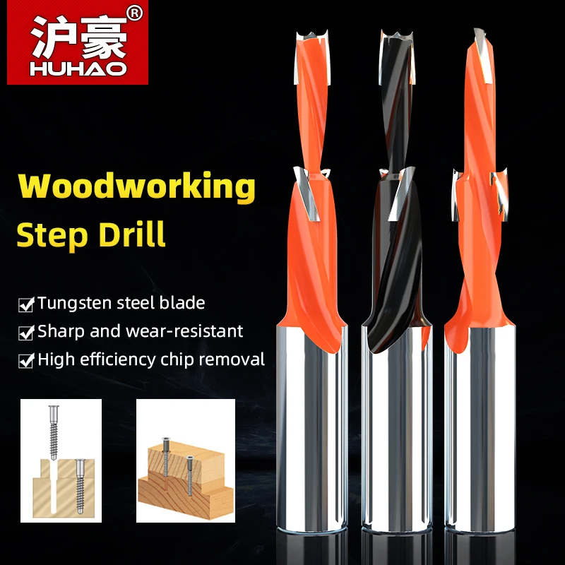 HUHAO-Woodworking-Tools-Two-Stage-Step-Countersink-Drill-Bit-Tungsten ...