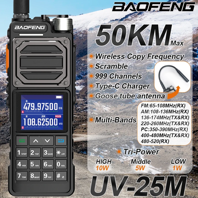BAOFENG-UV-25M-Ham-Radio-Hoge-Krachtige-Tactische-Walkie-Talkie-50KM ...