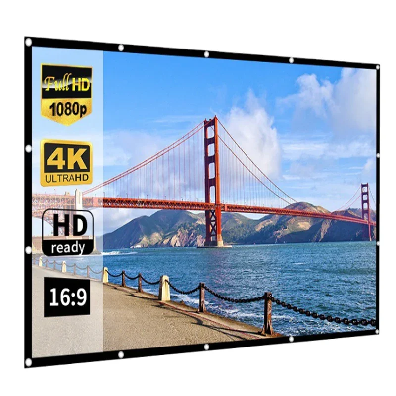 150 inch 4K Movie Projector Screen 16:9 HD Foldable Portable Anti-light ...