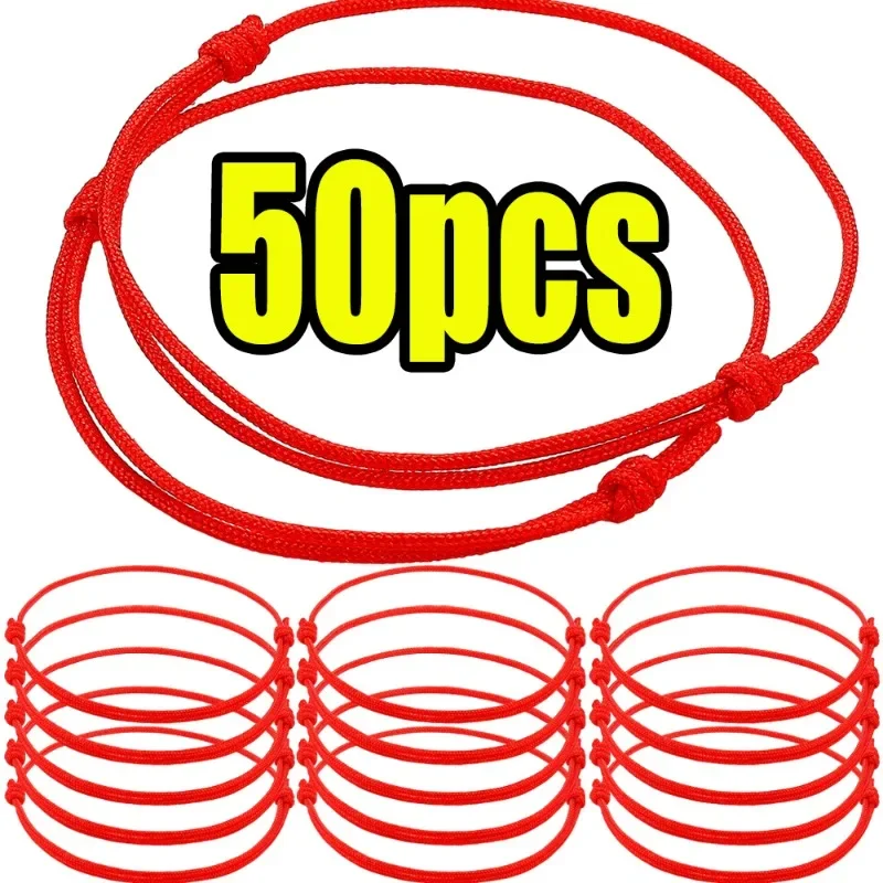 1/50pcs Thin Red String Bracelet for Women Men Adjustable Simple Rope ...
