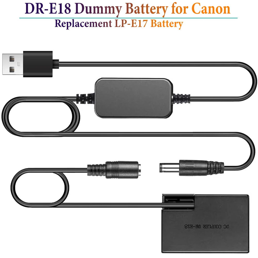 DR-E18-Dummy-Battery-USB-Cable-LP-E17-DC-Coupler-Kit-for-Canon-EOS ...