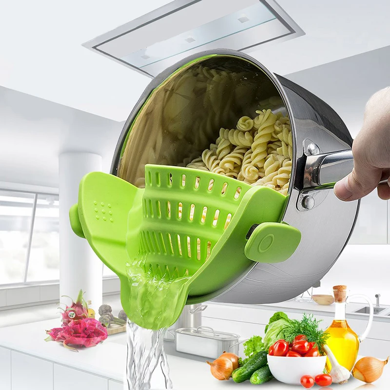 Colador-de-cocina-con-Clip-escurridor-de-silicona-cuenco-embudo-arroz ...